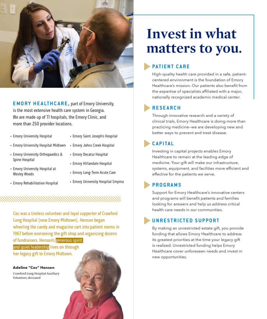 Emory Planned Giving Brochures - Erica Endicott Design Studio